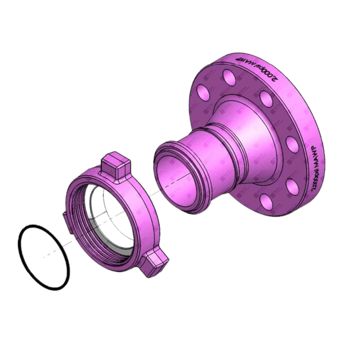 Flange Adapter 4" 900# Rf X 4" Fig 206 Male BW 2,000 Psi Sour Service ...