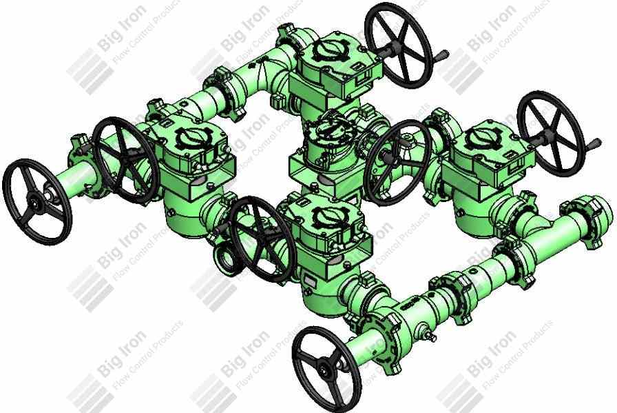 Manifold 3” Fig 1502 5 Plug Valve Single Stage W/2 Adjustables 10000 P ...