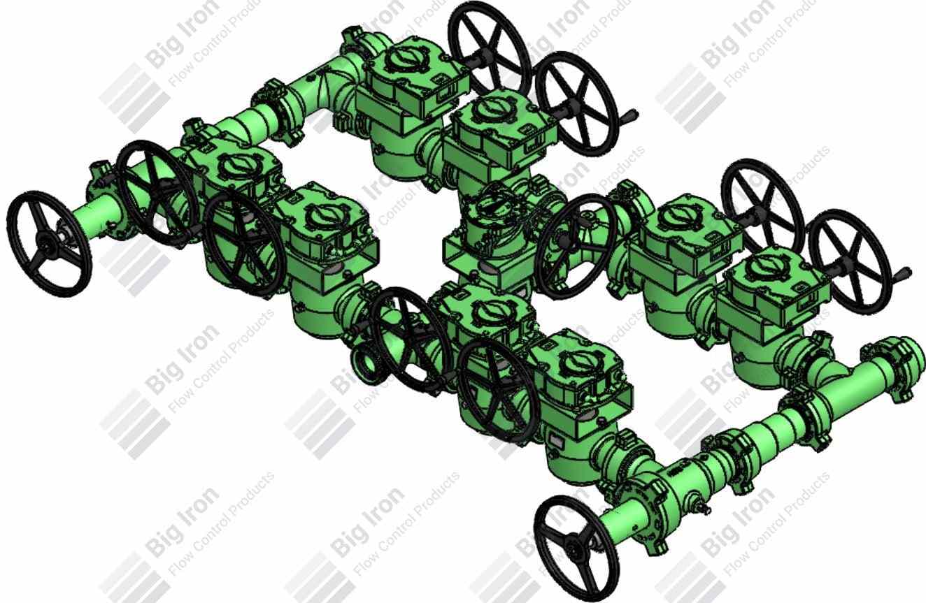 Manifold - 3" Fig 1502 , 9 Plug Valve , Single Stage W/ 2 Adjustable C ...