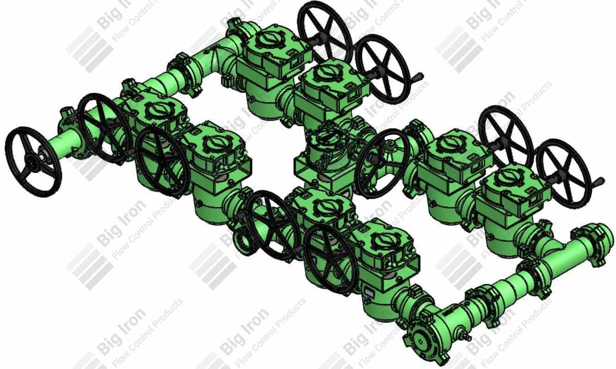 Choke Manifold, 3” 1502, 9x Gear Op Plug Valve, 1x Adj, 1 Pos, 10000 p ...